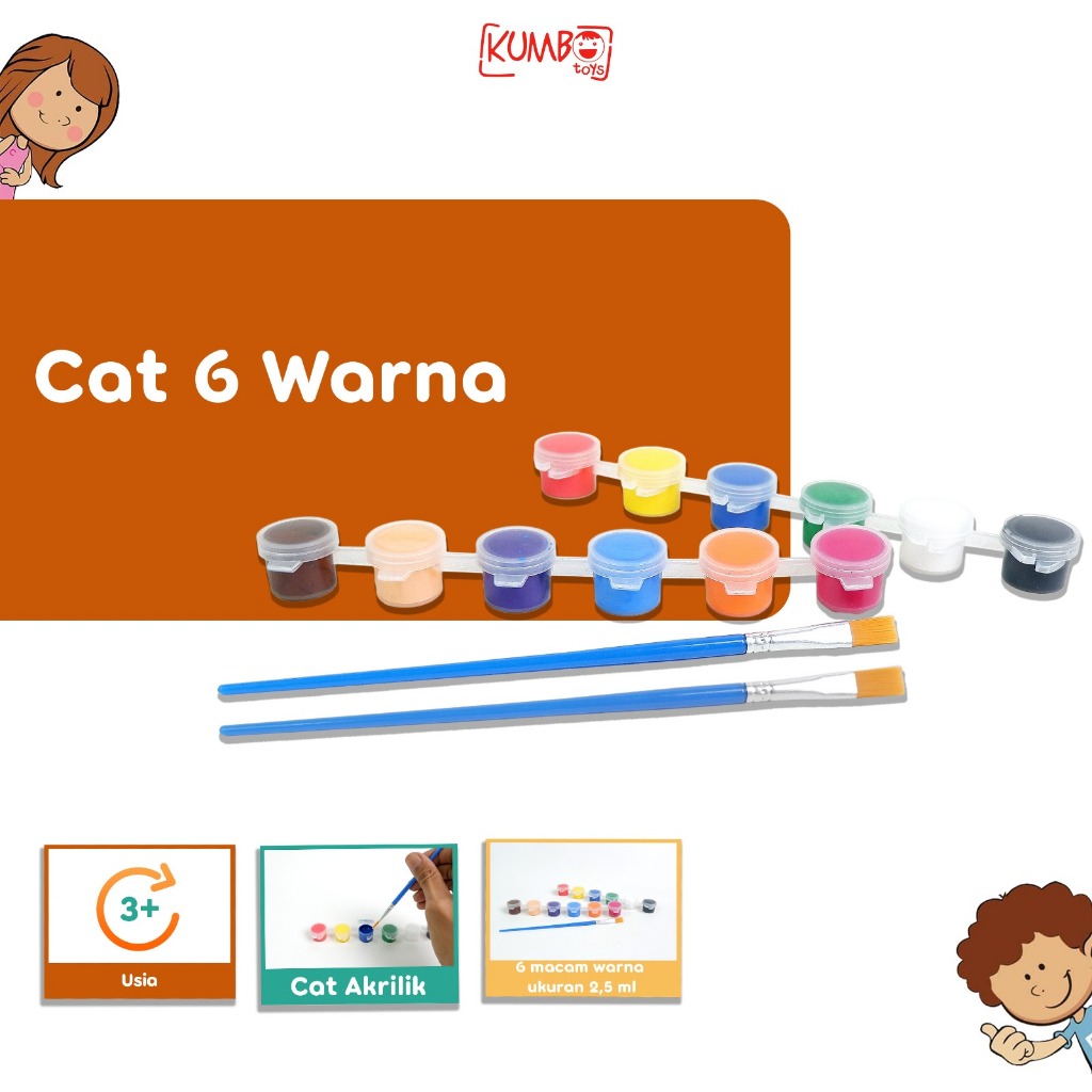 Jual Mainan Edukasi Anak Cat 6 Warna dan Kuas | Shopee Indonesia