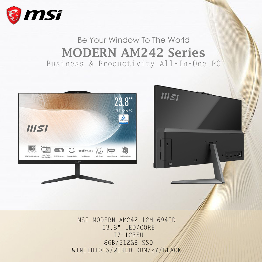 Jual PC ALL IN ONE MSI MODERN AM242 12M 23.8" LED/CORE I7-1255U/8GB ...