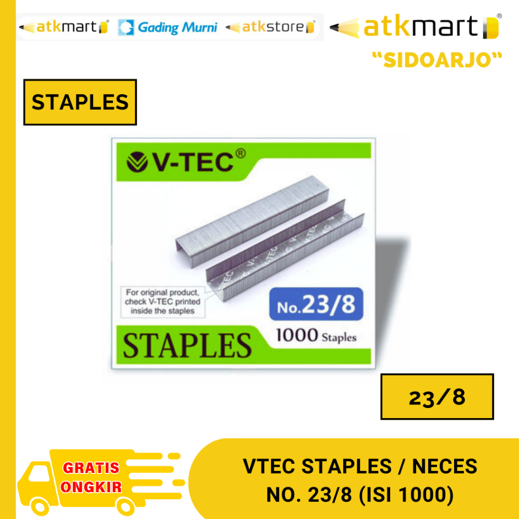 Jual VTEC NECES / STAPLES NO. 23/8 ISI 1000 STAPLES | Shopee Indonesia