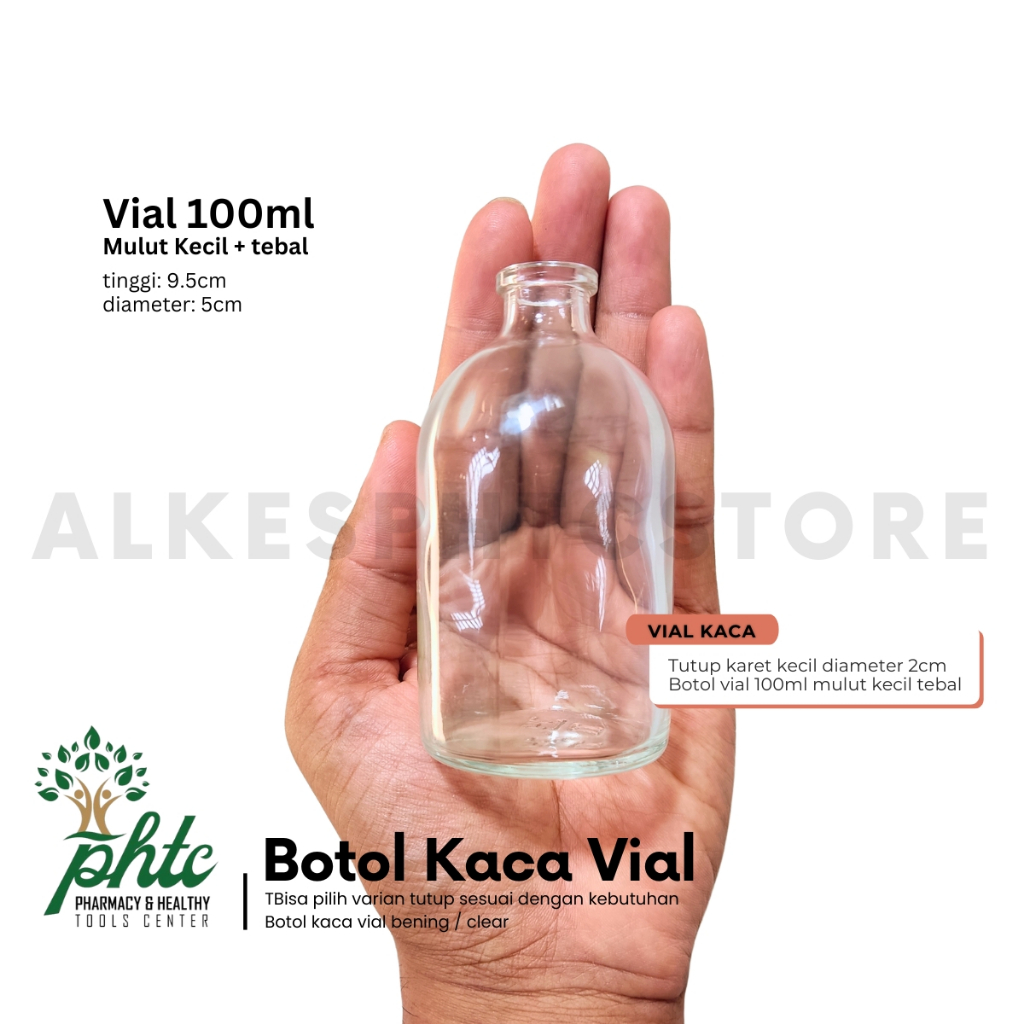 Jual Botol Vial 100ml Tebal Mulut Kecil Clear l Botol Bening 100 ml ...