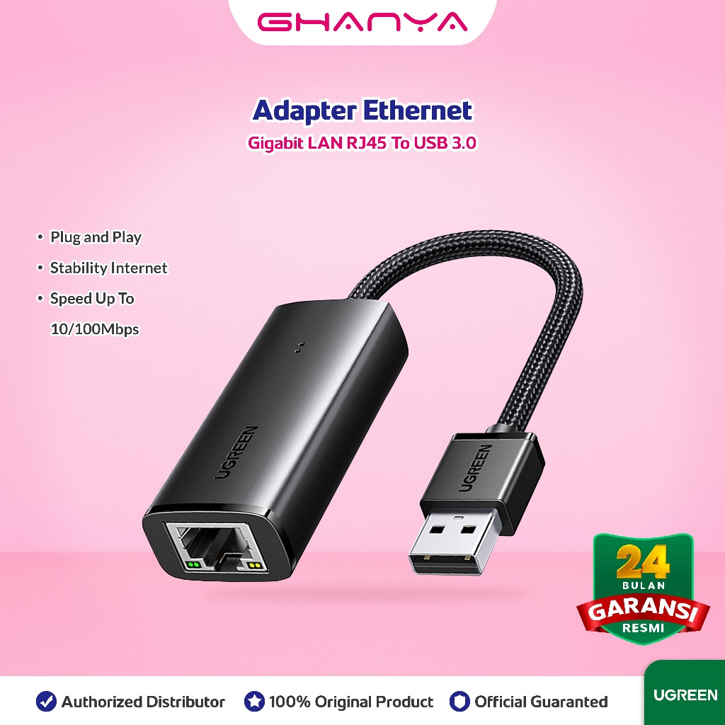 Jual UGREEN USB To LAN RJ45 Adapter Ethernet Speed 100mbps Gigabit ...