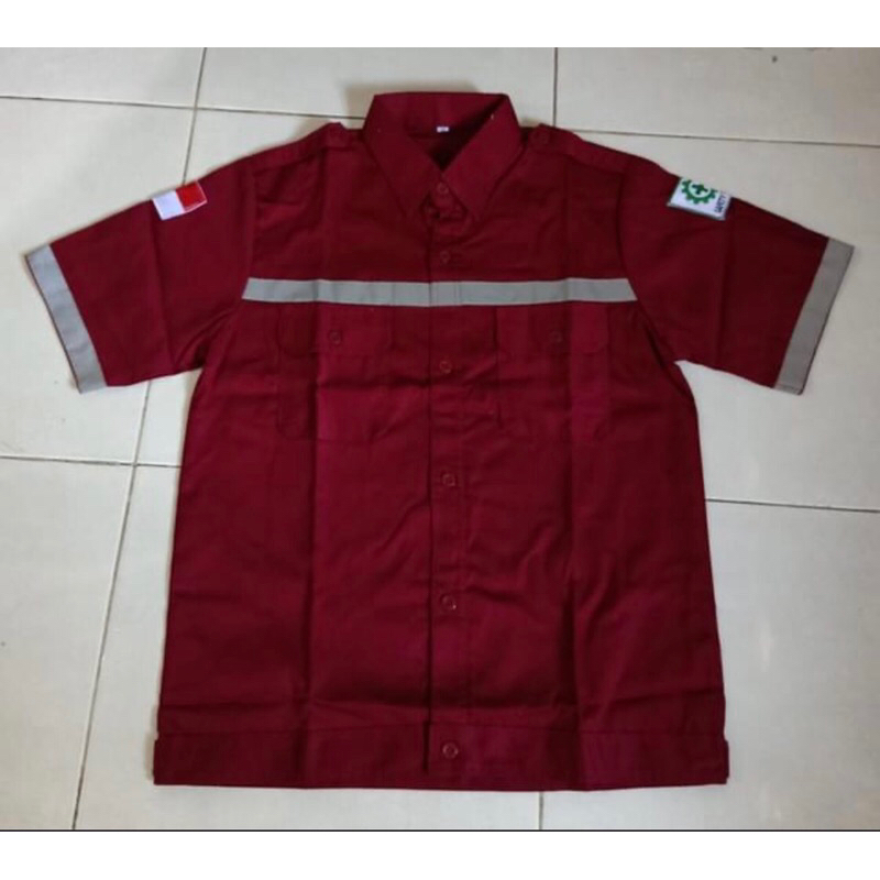 Jual Baju Safety Lengan Pendek Warna Maroon / Wearpack safety free logo ...