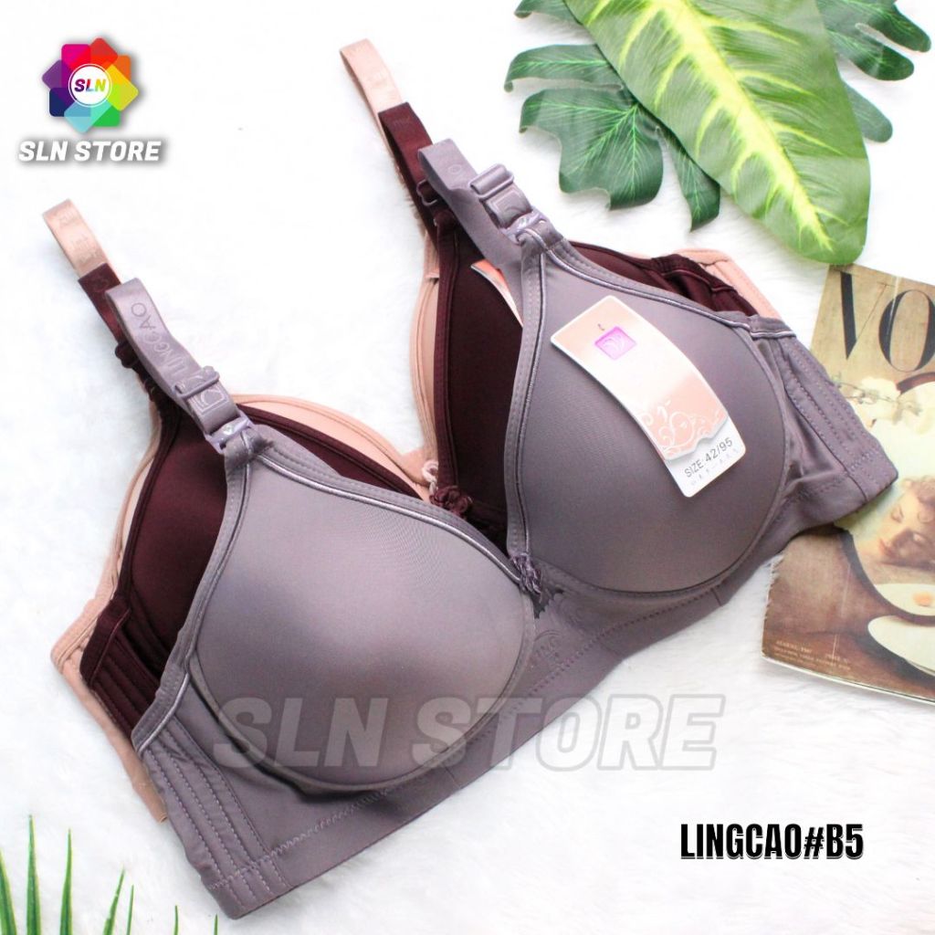 Jual (3PCS) BH WANITA KAIT 3 CUP SEDANG / BRA BUSA TANPA KAWAT LINGCAO B5 | Shopee Indonesia