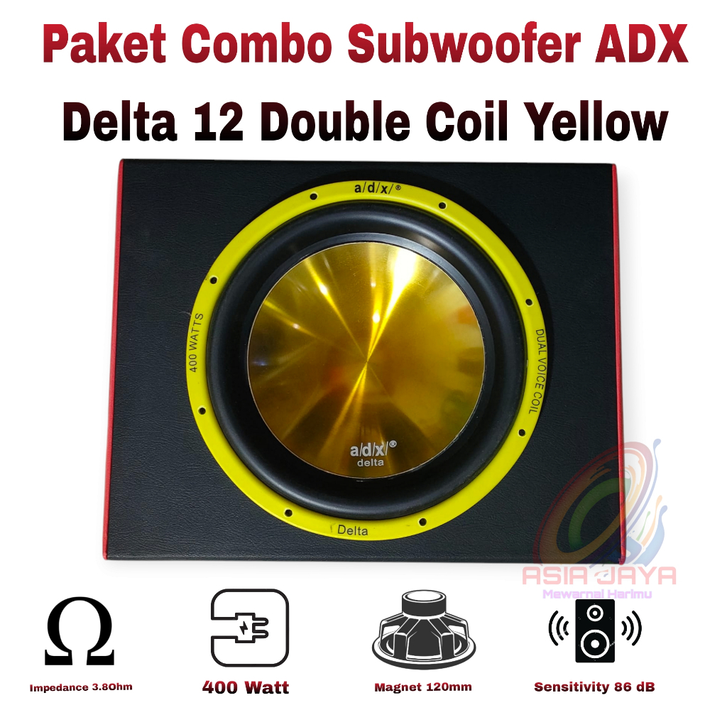 Jual Paket Combo Speaker Subwoofer ADX Delta Yellow 12 inch Double Coil ...