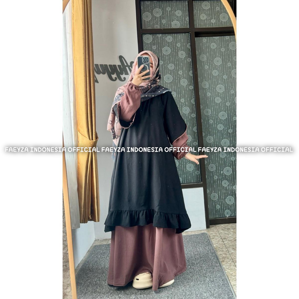 Jual Humairoh Dress Set Jilbab Segiempat Motif One Set Rok Tunik ...