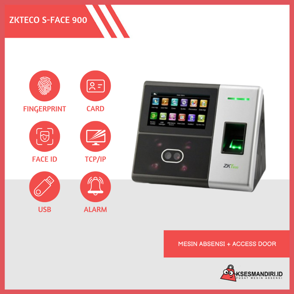 Jual Fingerprint Mesin Absensi dan Access Door Zkteco S-FACE 900 ...