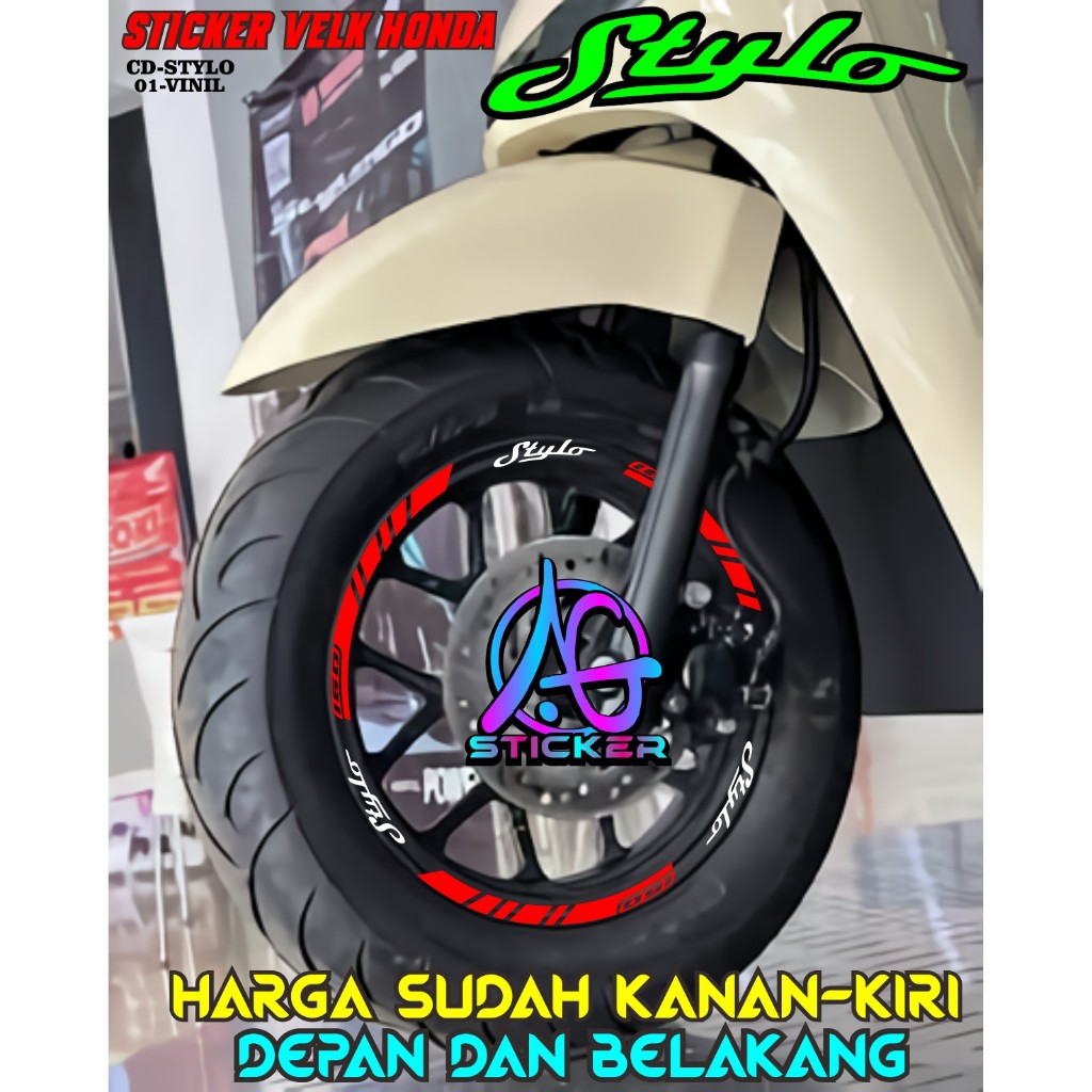 Jual STICKER VELG PELEK HONDA STYLO 160 UNTUK TIPE CBS GLAM RED MERAH ...