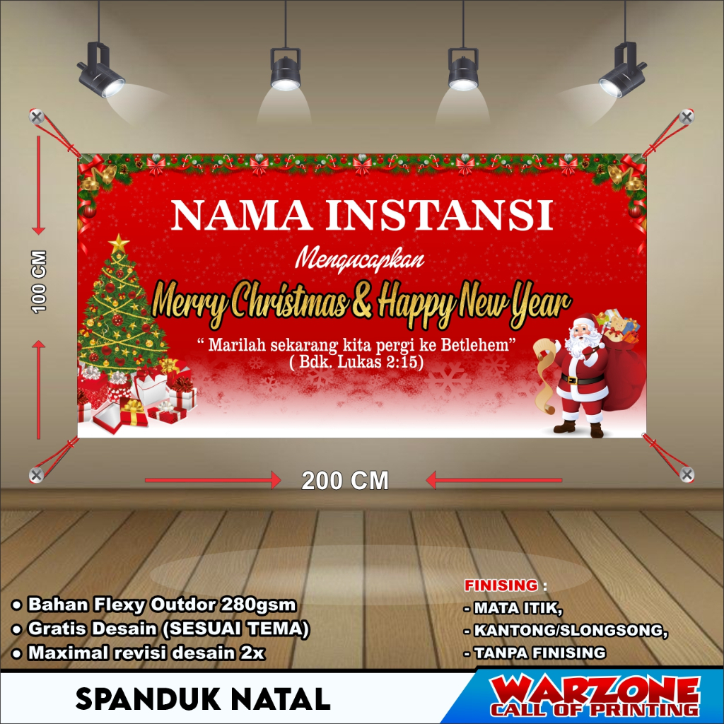 Jual SPANDUK MMT BANNER NATAL 200X100 CUSTOM NAMA BEBAS | Shopee Indonesia