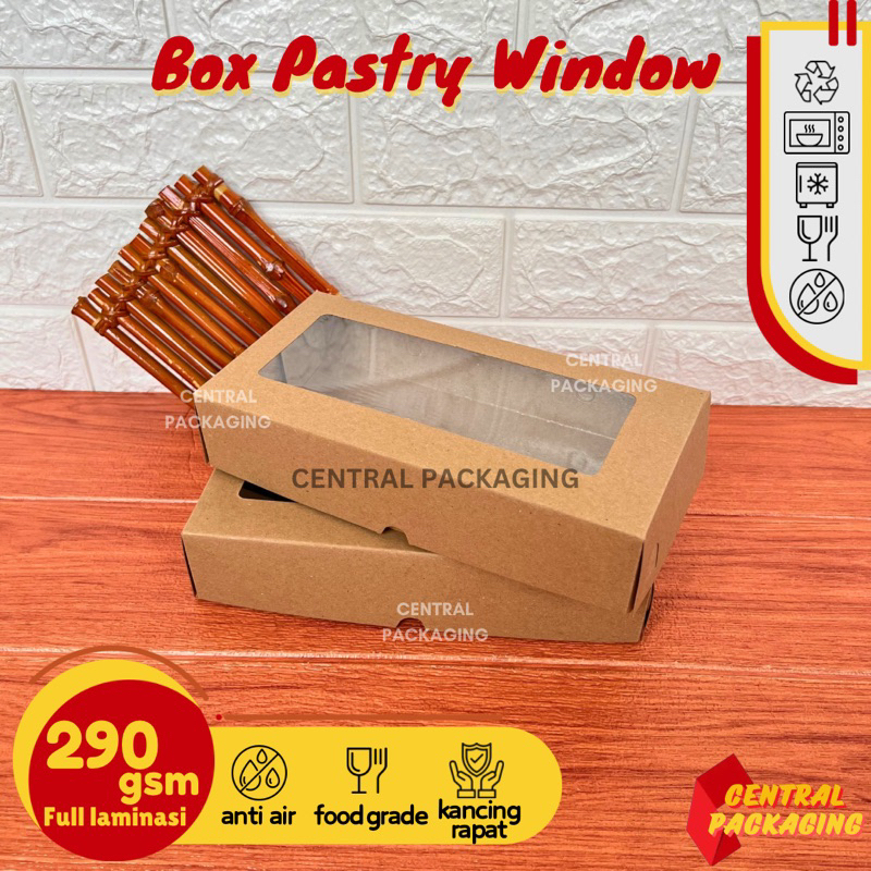 Jual Box Pastry Kraft Window 24x12x5 cm 290 gsm Laminasi / Box Kue ...