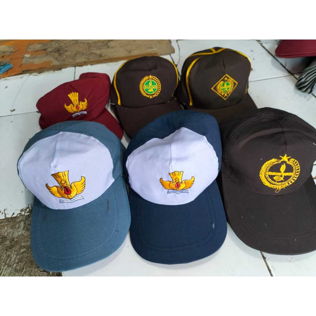 Jual Topi SD SMP SMA SMK Topi Sekolah Seragam Sekolah Logo Bordir ...