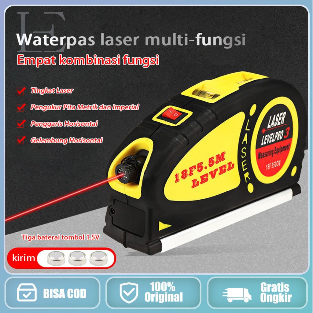 Jual （ORI,COD)3in1 Multipurpose Laser Level Tape Measure Ruler Laser ...