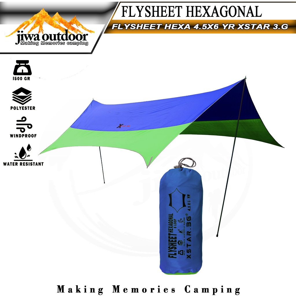 Jual flysheet hexagonal xstar 3.G size 4.5x6 yr flysheet hexagon ...