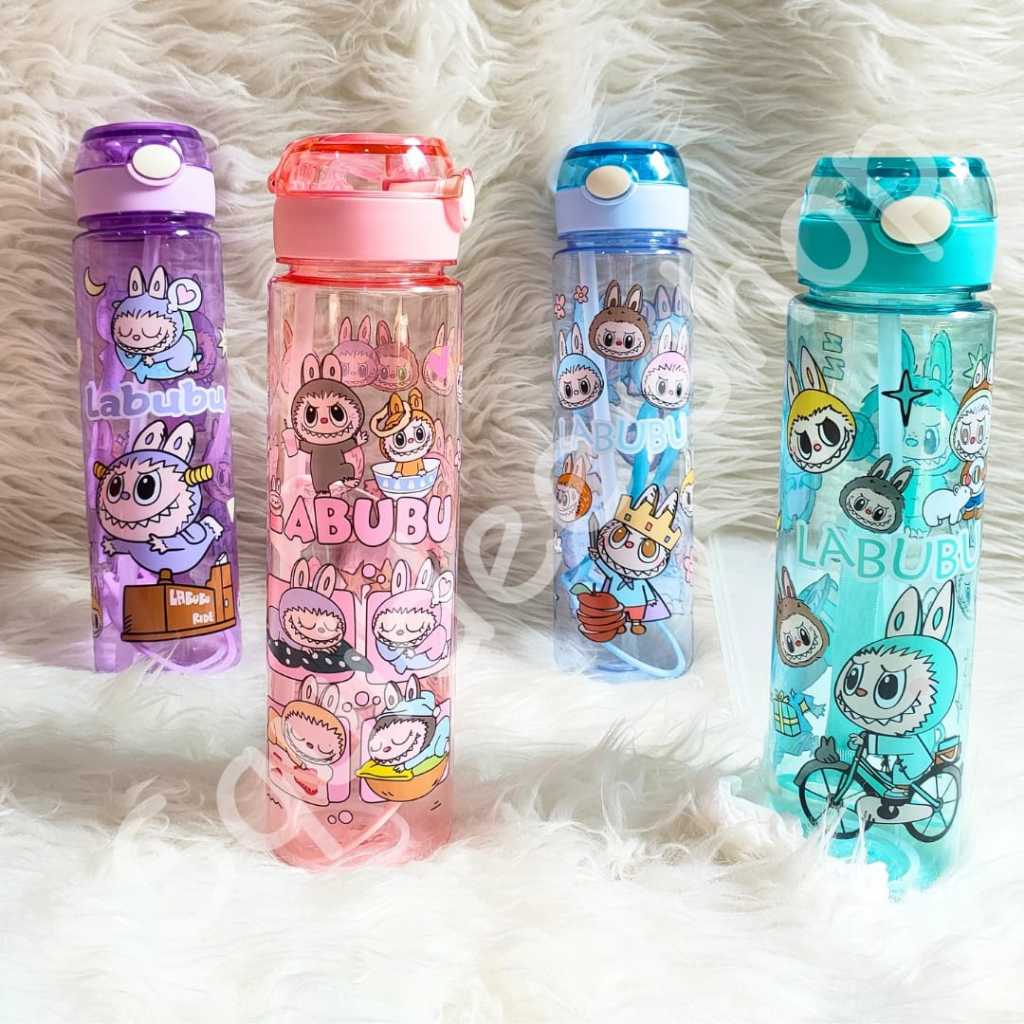 Jual (SS) BOTOL MINUM 900 ml Bening Plastik BPA Free Karakter Lucu Anak Perempuan ada Sedotan ...
