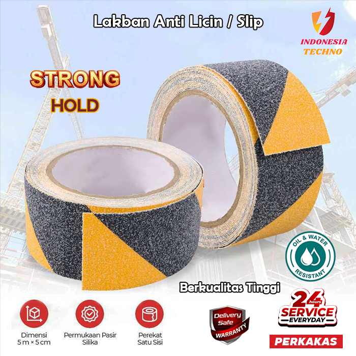 Jual Anti Slip Tape / Lakban Anti Licin Kuning Hitam 5 cm x 5 Meter Anti Slip Tape / Lakban Anti ...