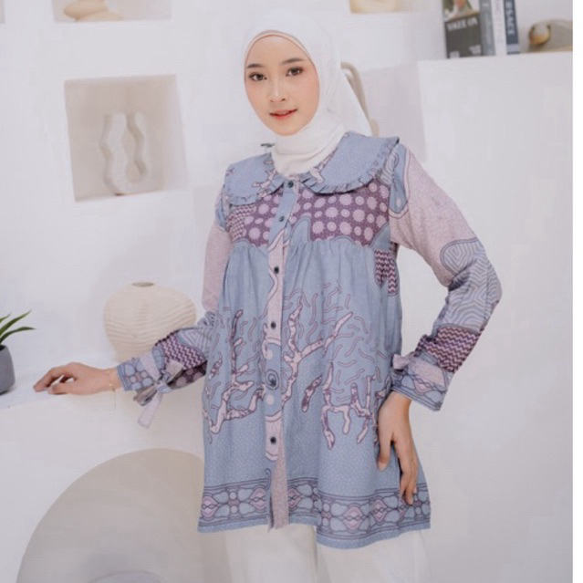 Jual VIONA BLOUSE BATIK cantik batik modern batik kerja batik wanita | Shopee Indonesia