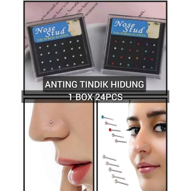 Jual ANTING TINDIK HIDUNG NOSE STUD 1 BOX MIKA ISI 24PCS | Shopee Indonesia