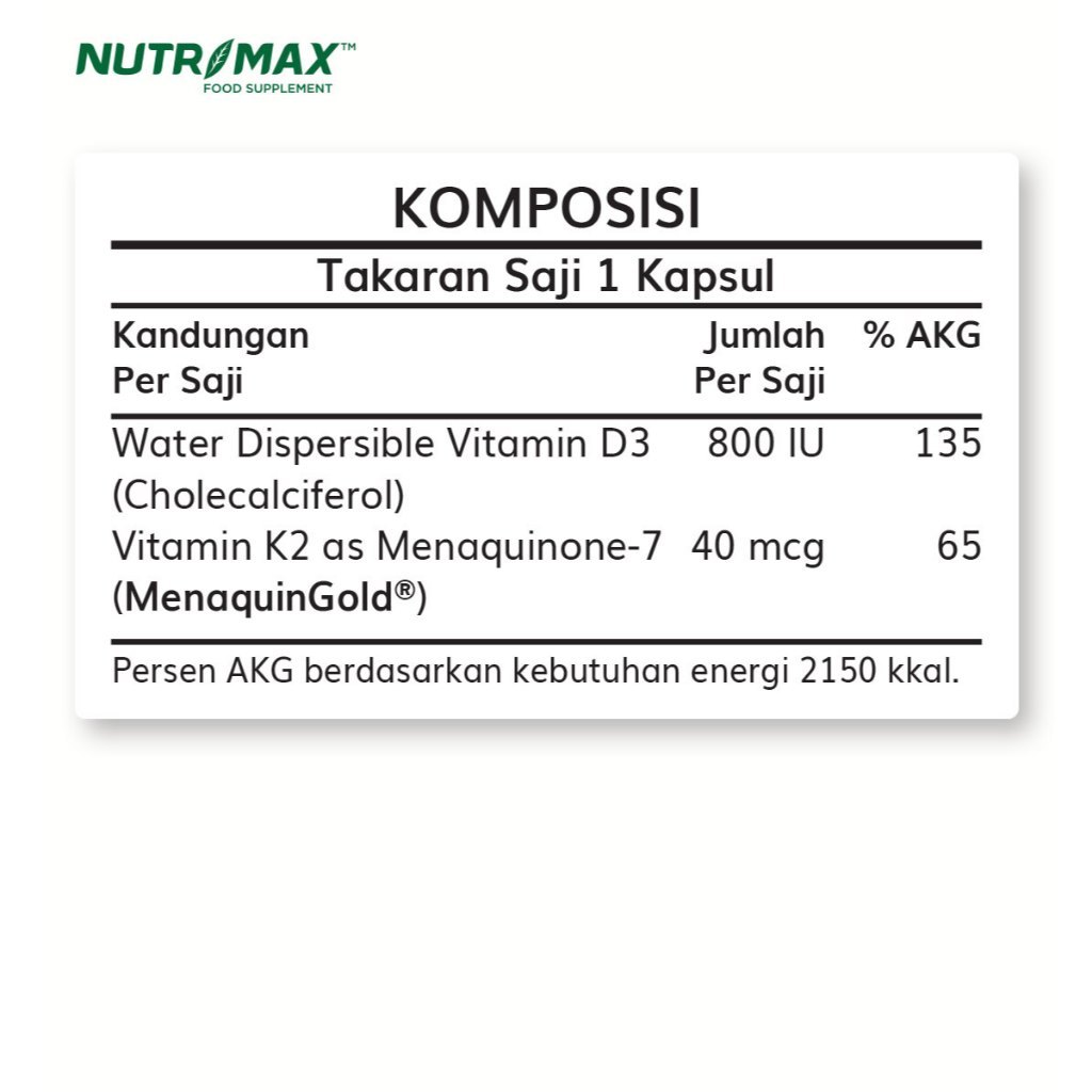 Jual Nutrimax Vitamin D3K2 / Vit D3 K2 / Vitamin Nutrimax | Shopee Indonesia