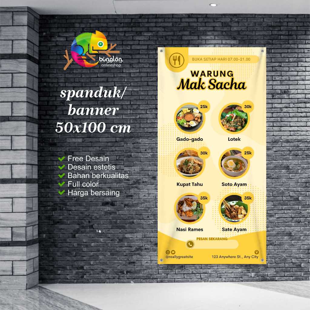 Jual Cetak Spanduk Banner Kuning foto simpel bisnis jualan makanan ...