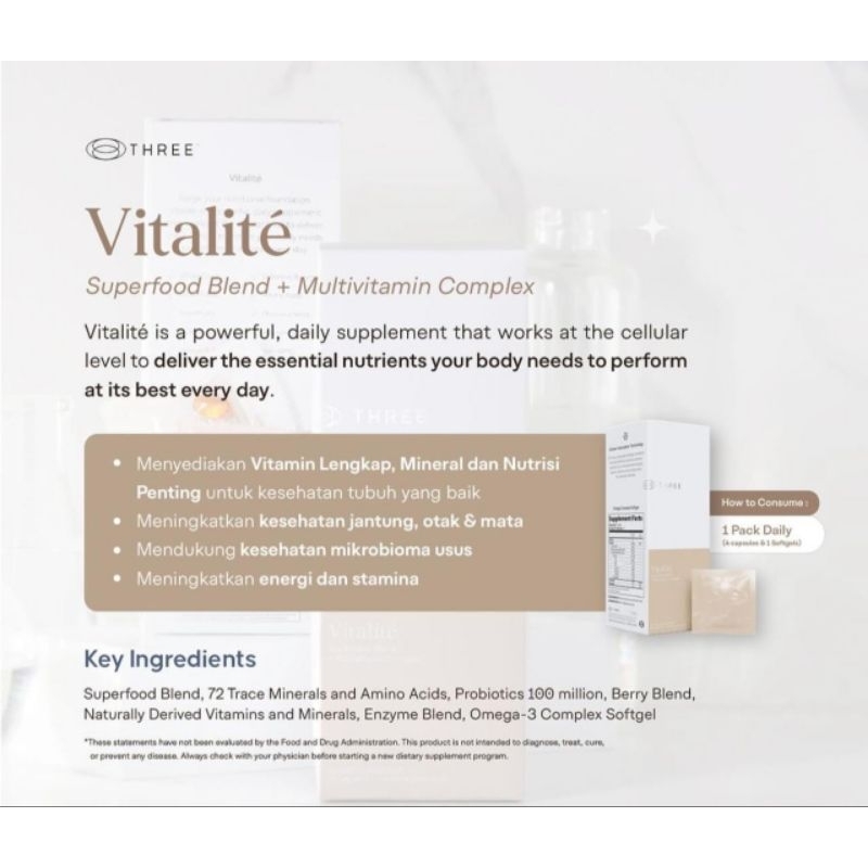 Jual VITALITE THREE SUPLEMEN MULTIVITAMIN ORIGINAL 1000% | Shopee Indonesia