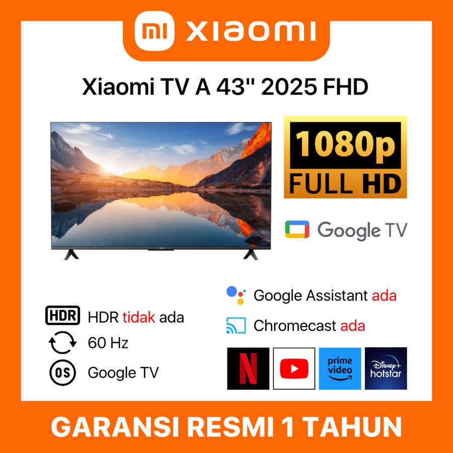 Jual Xiaomi Digital Smart TV A 43 inch 2025 FHD Google TV 43" I Dolby ...