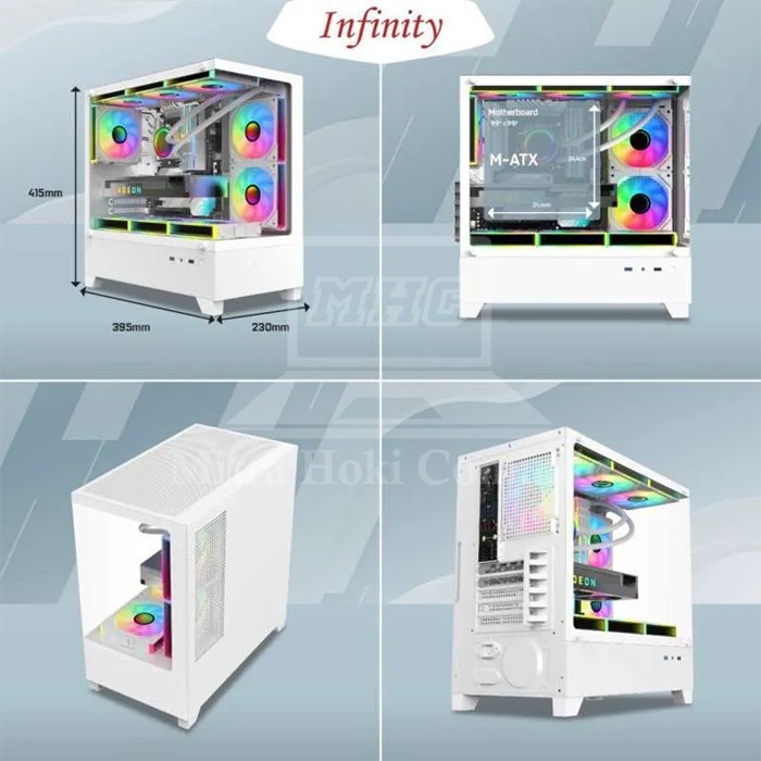Jual CASING PC / CASING KOMPUTER INFINITY NOIR WHITE 3 FAN RGB PC CASE ...