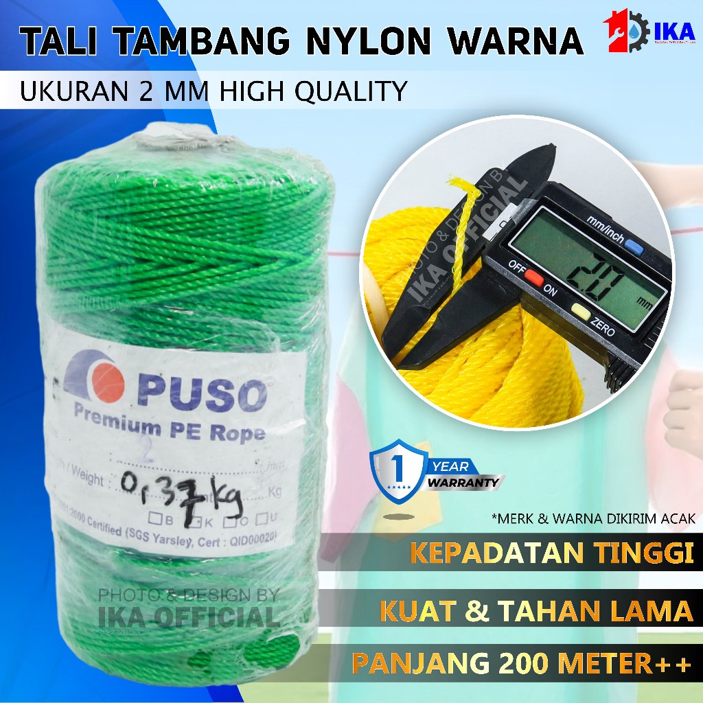 Jual Promo Termurah Tali Tambang 2mm per roll Tali Nylon Nilon / Tali ...