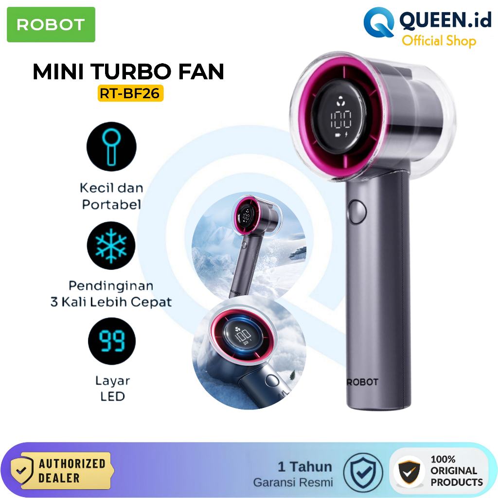 Jual ROBOT RT-BF26 Mini Handheld Turbo Fan Kipas Angin Super Genggam ...