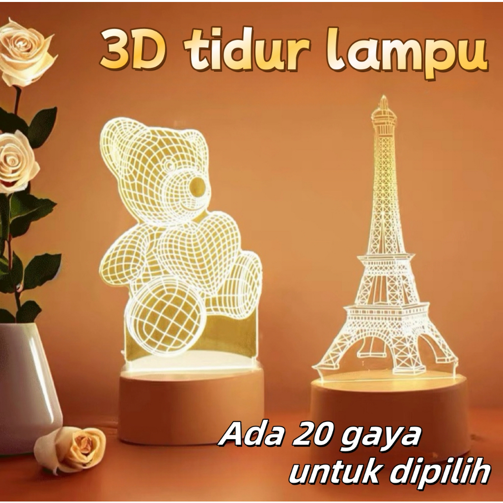 Jual Lampu Tidur 3D LED TRANSPARAN Lampu 3D LED Kaca Transparan Hiasan ...