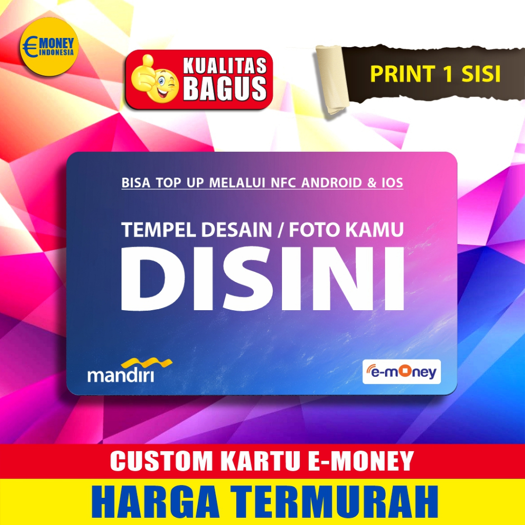 Jual E-money E-toll Mandiri Custom Print 1 Muka Emoney Etoll | Shopee ...