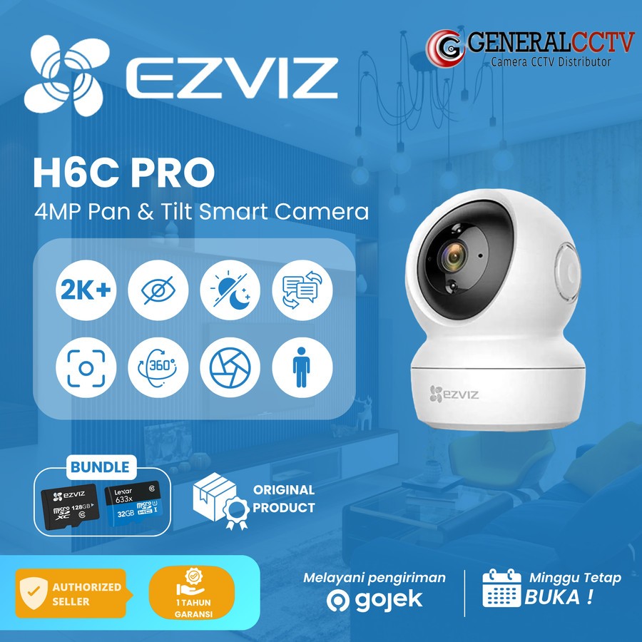 Jual Ezviz H6c Pro 4MP 2K+ Camera Smart Home Indoor Pan Tilt Two Way ...