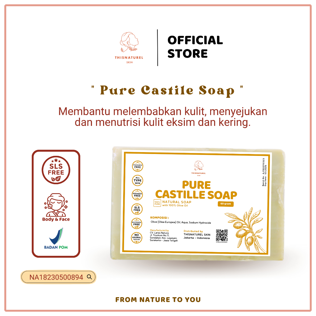 Jual Pure Castille Soap - Sabun 100% minyal zaitun - olive oil soap - Castile Soap - extra ...