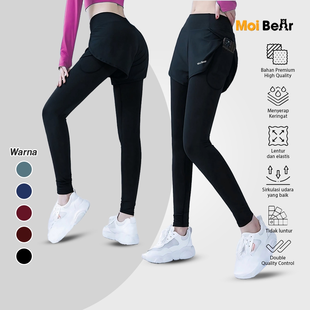Jual MOI Celana Legging Running Pendek 2in1 Pria Wanita Legging ...