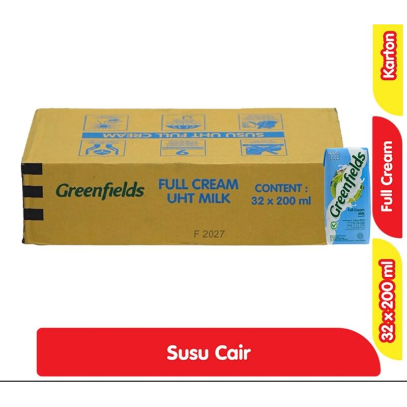 Jual Greenfields Susu UHT Full Cream Karton 32 x 200 ml | Shopee Indonesia