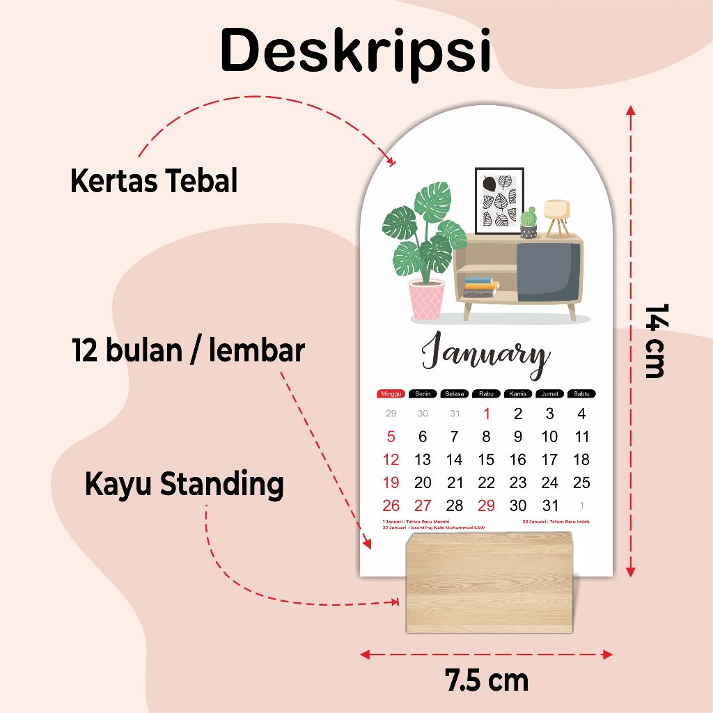 Jual Kalender meja standing - desk callendar - kalender mini standing ...