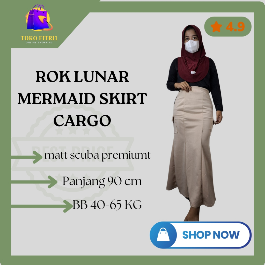 Jual Rok Mermaid Skirt Scuba Premium Cargo Kanan Kiri | Shopee Indonesia