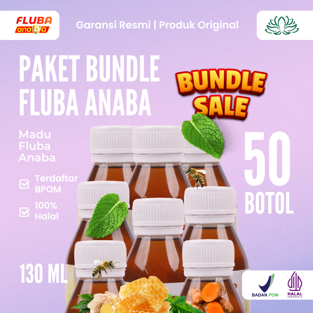 Jual FLUBA ANABA 50 Botol Madu Herbal Flu Batuk Anak Dewasa 100% ...