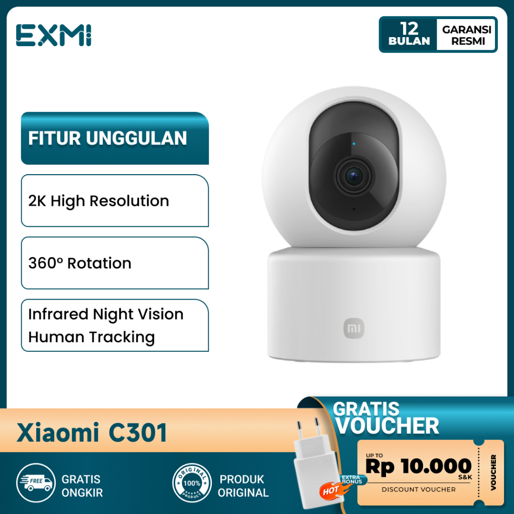 Jual Xiaomi Smart Camera C301 2K | CCTV 360 | Night vision inframerah | Deteksi manusia | Shopee ...