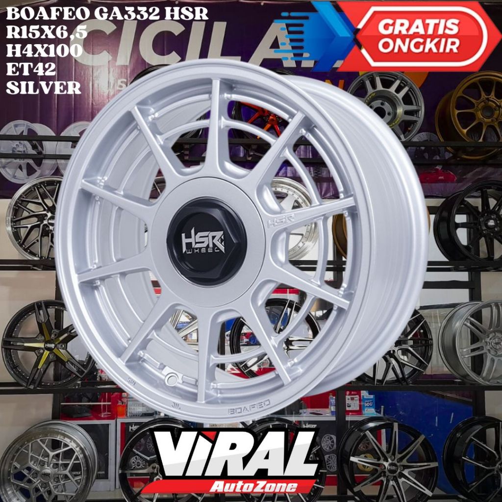 Jual Velg Mobil Ring 15 HSR BOAFEO R15 LEBAR 6,5 LOBANG BAUT 4 PCD 4X100 ET42 SILVER | Shopee ...