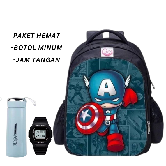 Jual TAS RANSEL SEKOLAH ANAK LAKI LAKI PAUD TK SD TAS SEKOLAH FASHION KARAKTER CAPTAIN AMERICA ...