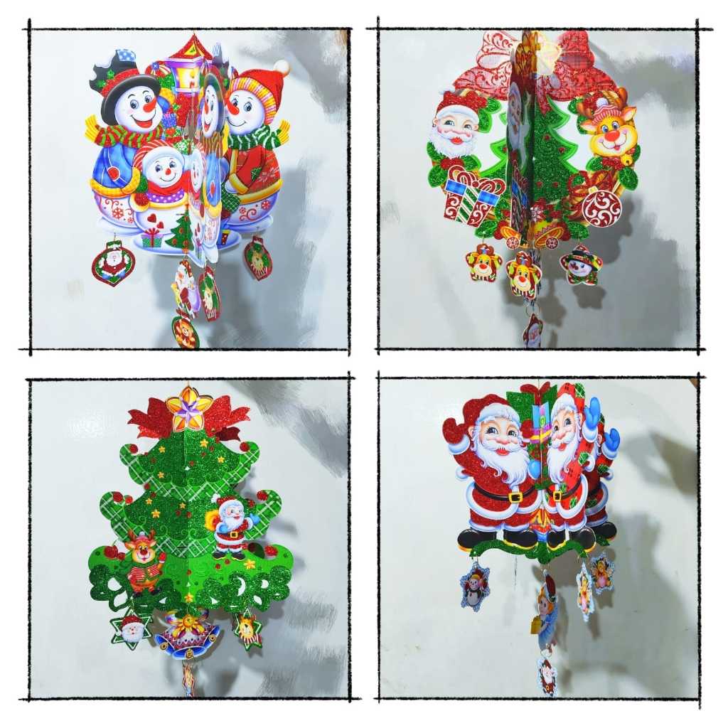 Jual Lampion Gantungan Natal 3D - 30x45 cm Hiasan Christmas Perayaan ...