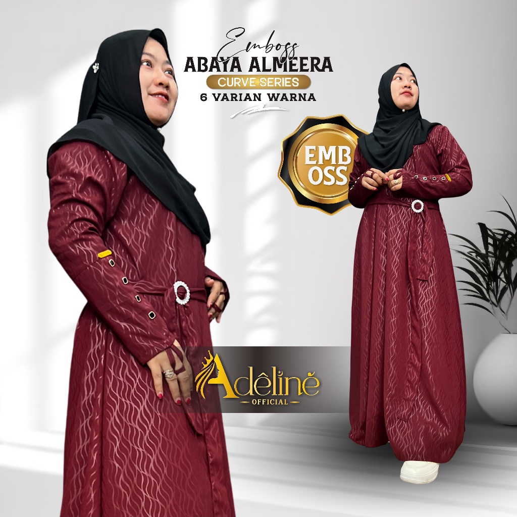 Jual Abaya Almeera Emboss Warna Curve Series Motif Mewah Elegan ...