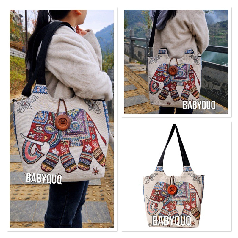Jual TAS THAILAND JUMBO - TOTEBAG KANVAS 2 in 1 - tas Selempang dan ...