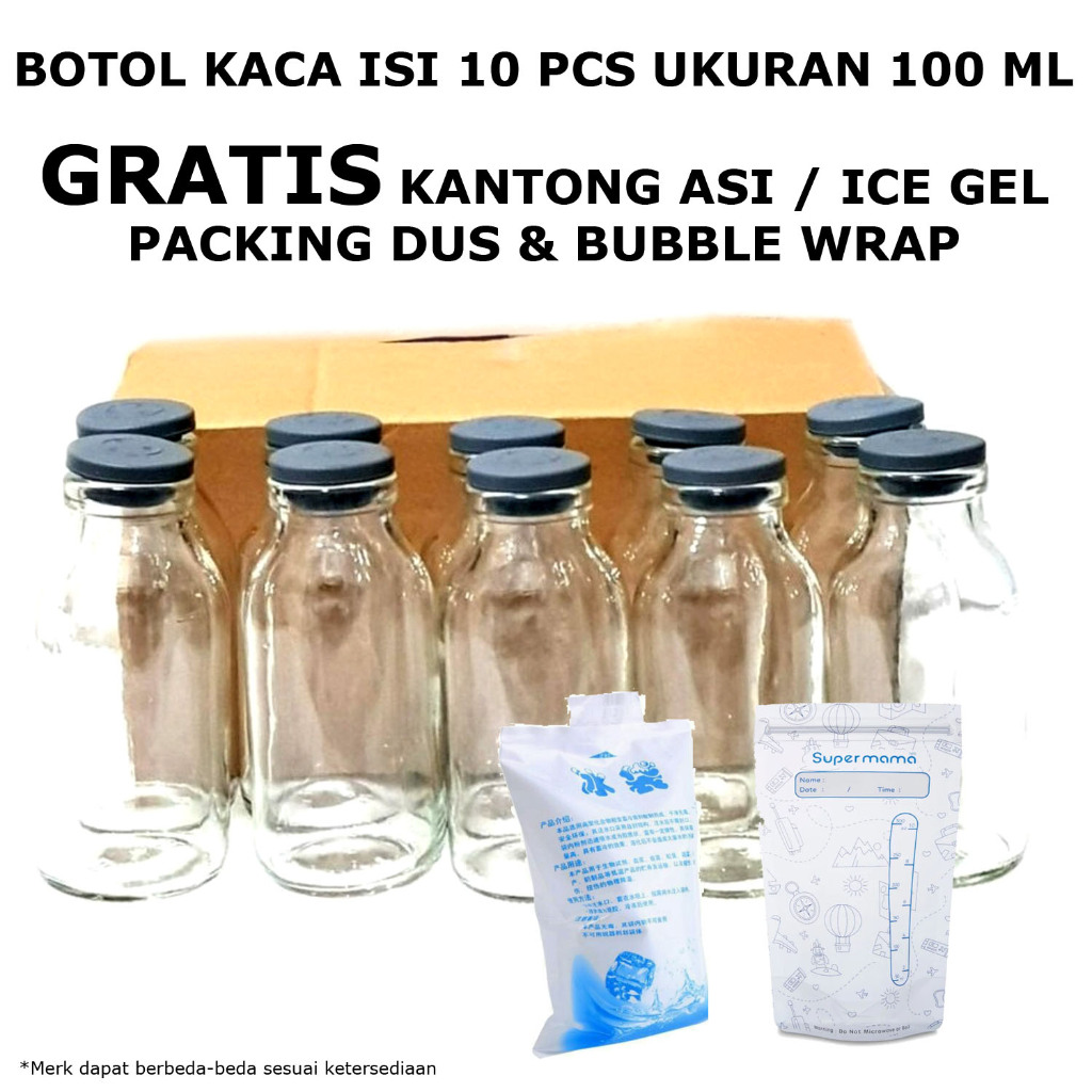 Jual Botol Asi Kaca 100ml Isi 10 PCS Untuk Minuman Jamu Asi Jus FREE ...