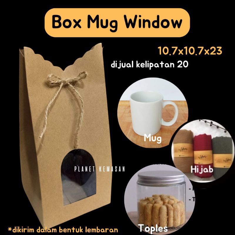 Jual BOX MUG BOX GELAS SOUVENIR DUS MUG KRAFT COKLAT KOTAK MUG JAR ...