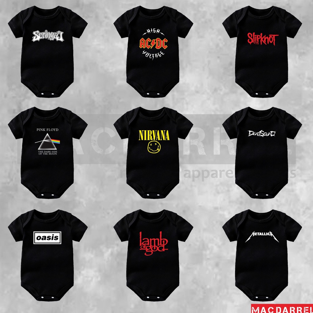 Jual KODE G77G Baju Bayi Jumper Bayi Band metal rock musik Nirvana ...