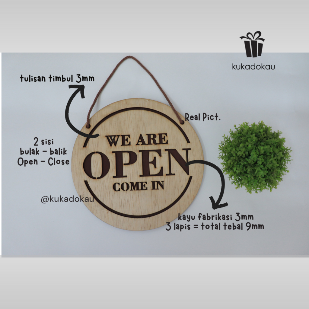Jual SIGNAGE PAPAN OPEN CLOSE KAYU 2 SISI | PAPAN PENANDA OPEN CLOSE ...