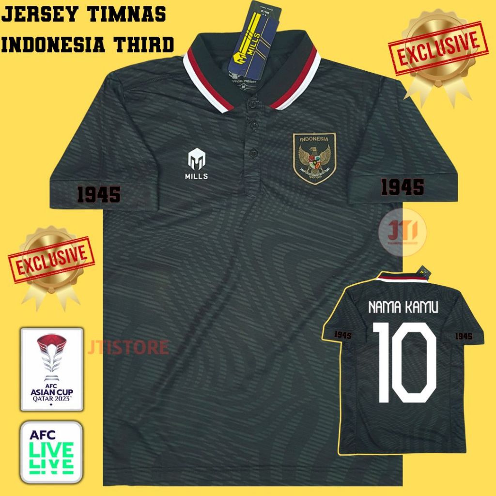 Jual Jersey Timnas Indonesia Mills third 3rd Hitam 2022 2023 2024 Baju ...