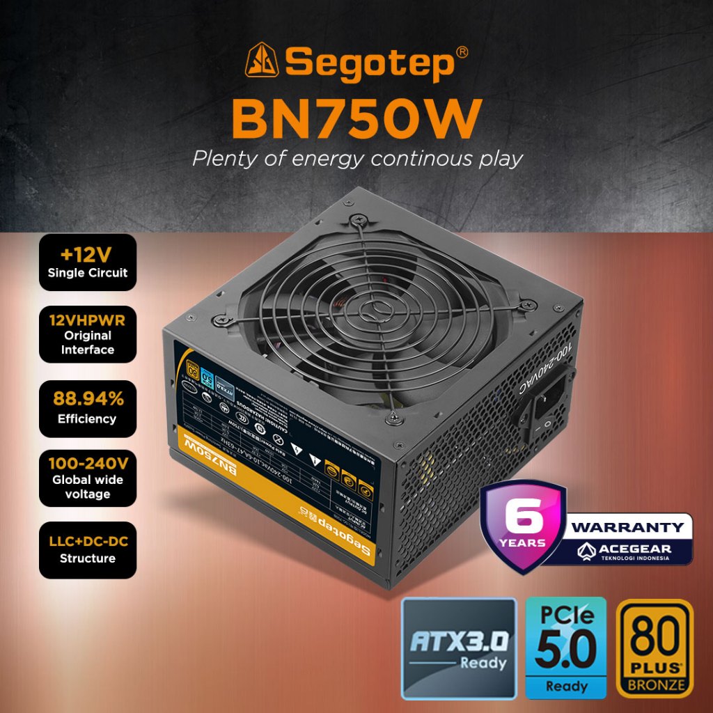 Jual SEGOTEP BN750W (750W 80PLUS BRONZE PSU Flat Cable Non Modular ...