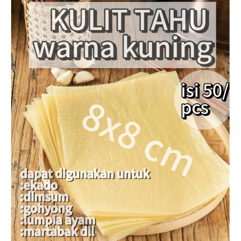 Jual kulit tahu kering tawar warna kuning ukuran 8x8 cm isi 50lembar ...