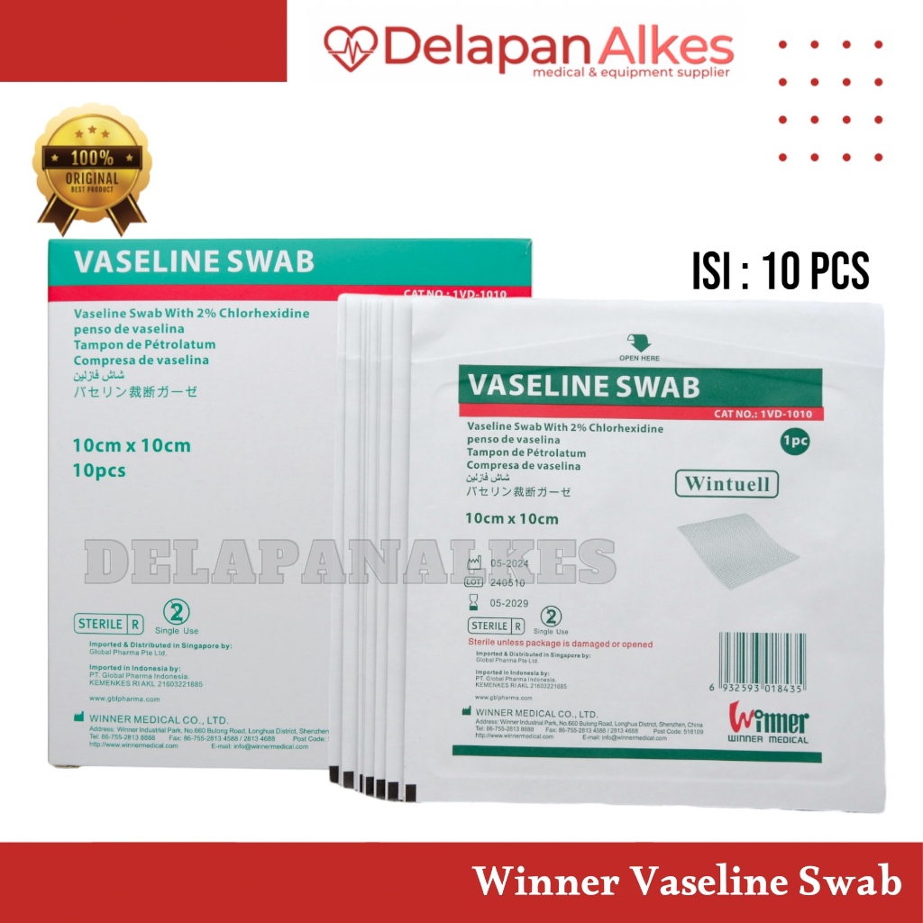 Jual Winner Vaseline Swab 10x10cm isi 10 Pcs Kasa Steril Luka Basah ...